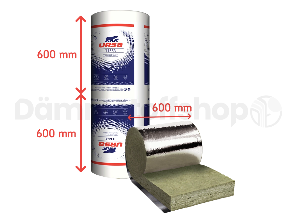 Glaswolle Alukaschiert 120mm Ursa Ursaroll 6000x600x120mm WLG 040 (=3,60 m²) | Dämmstoffshop